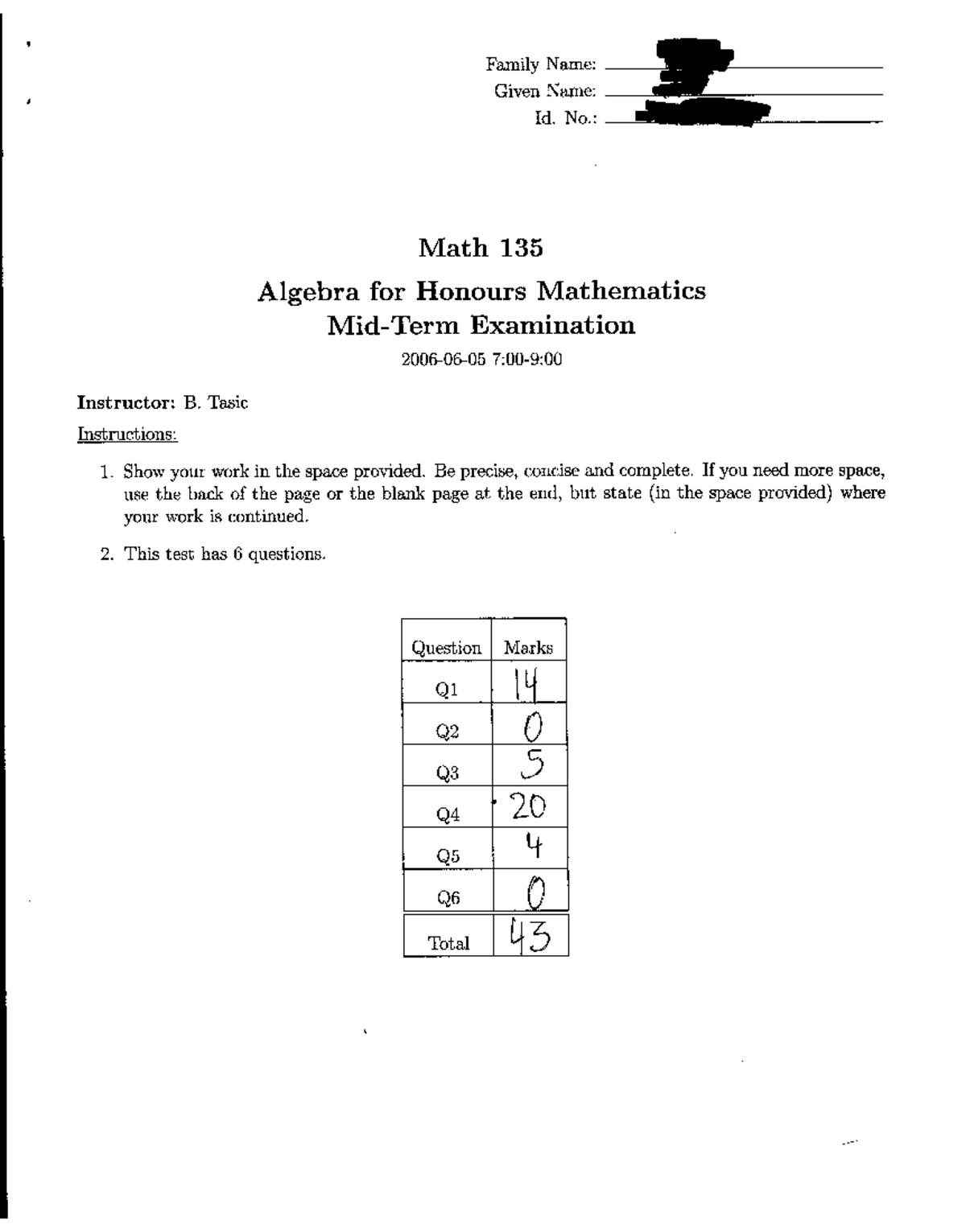 University of Waterloo Math135 Midterm 2006 Winter - Math 135 - Studocu