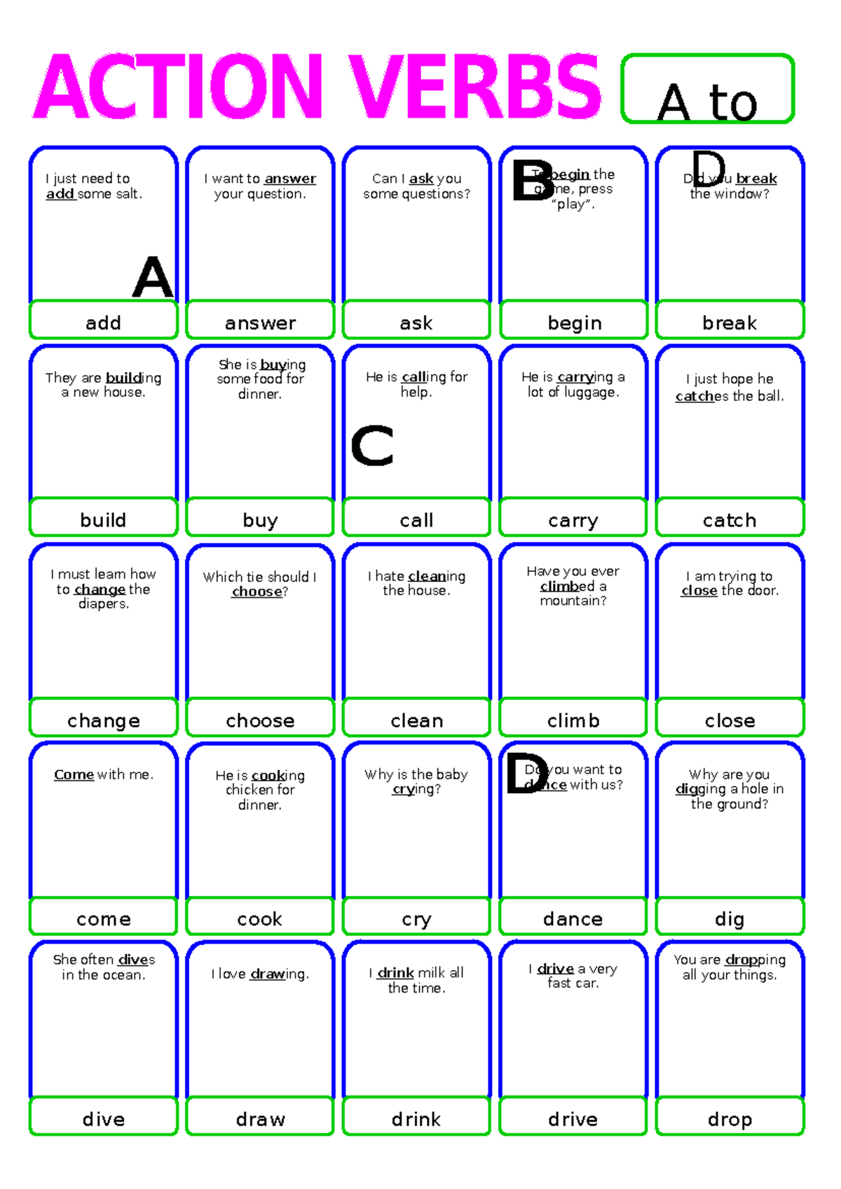 Pictionary A - D - I just need to add some salt. I want to answer your question. Can I ask you ...