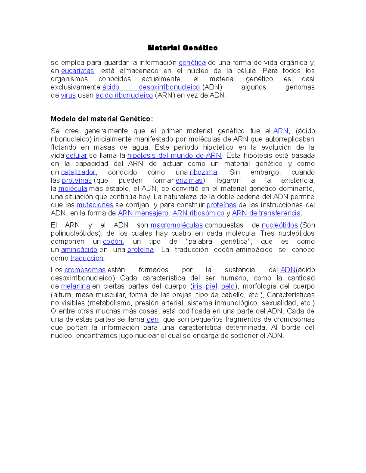 Material Genético - Material Genético se emplea para guardar la ...