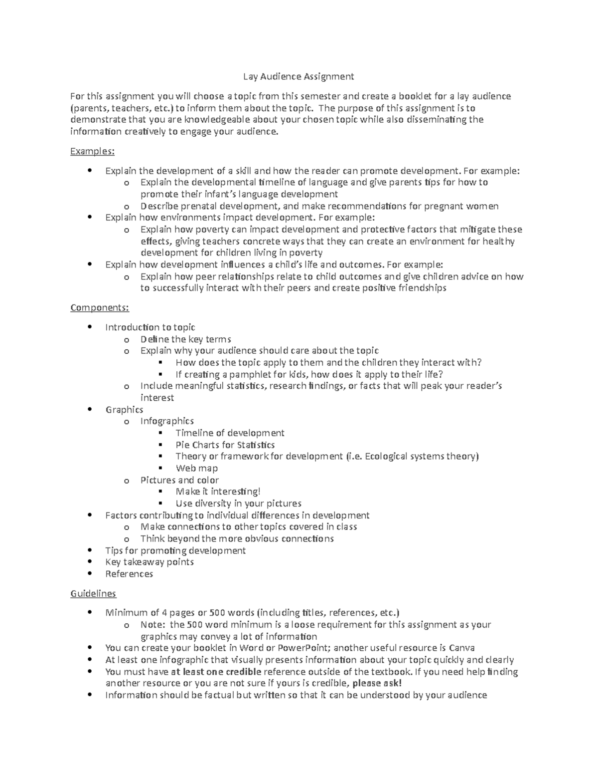Lay Audience Assignment - ) to inform them about the topic. The purpose ...