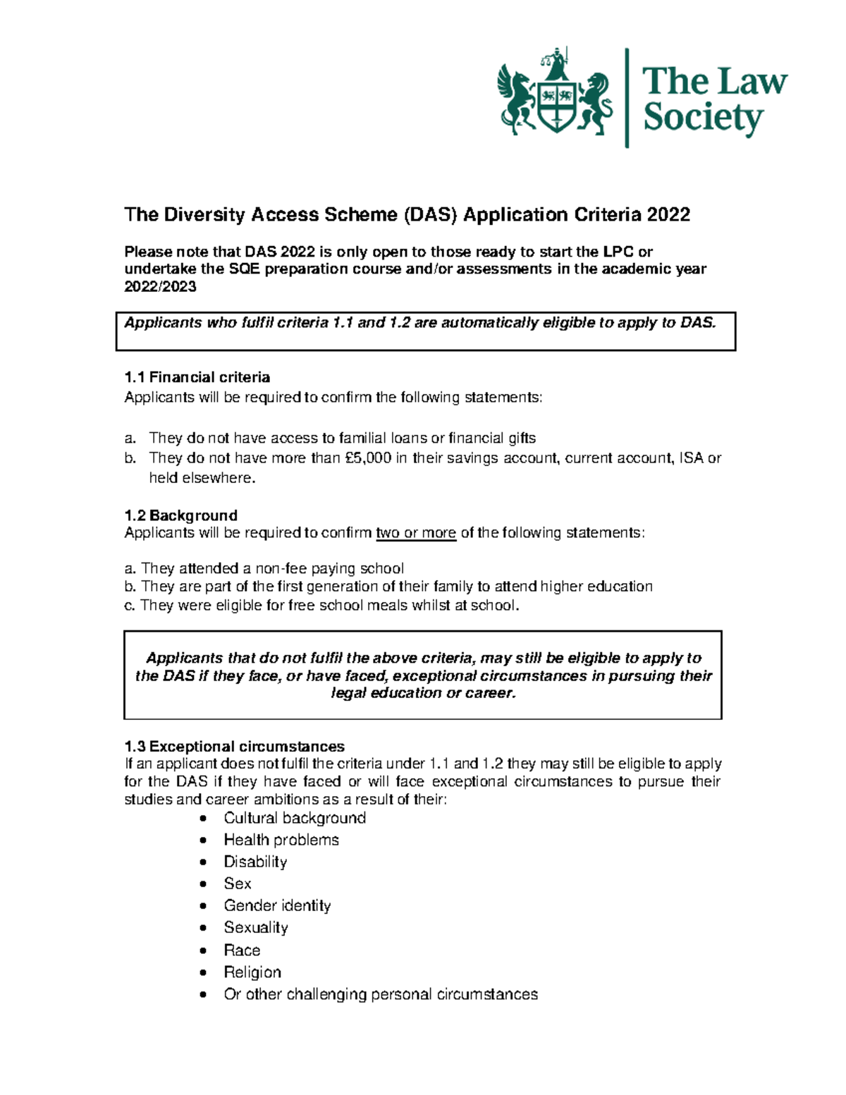 The Diversity Access Scheme 2022 - Eligibility Criteria - The Diversity ...