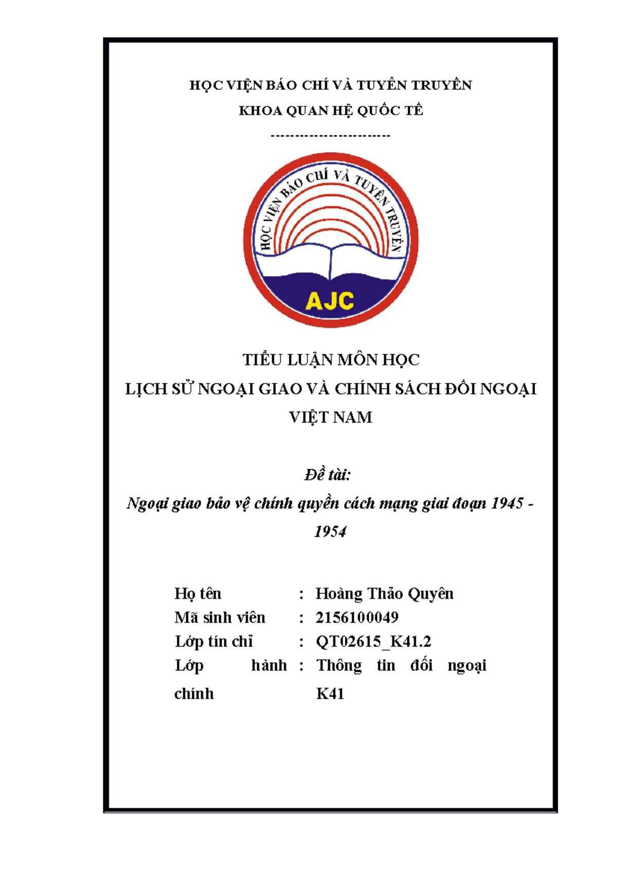 TL LSNG VÀ CSDN VN - tiểu luận kết thúc môn - HỌC VIỆN BÁO CHÍ VÀ TUYÊN ...
