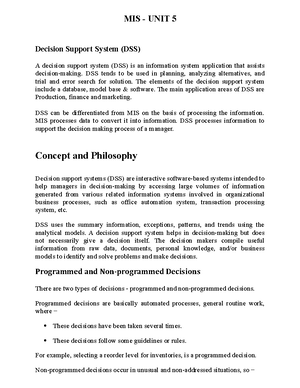 MIS Notes Unit 1 - MIS - UNIT 1 Management Information System( MIS ...