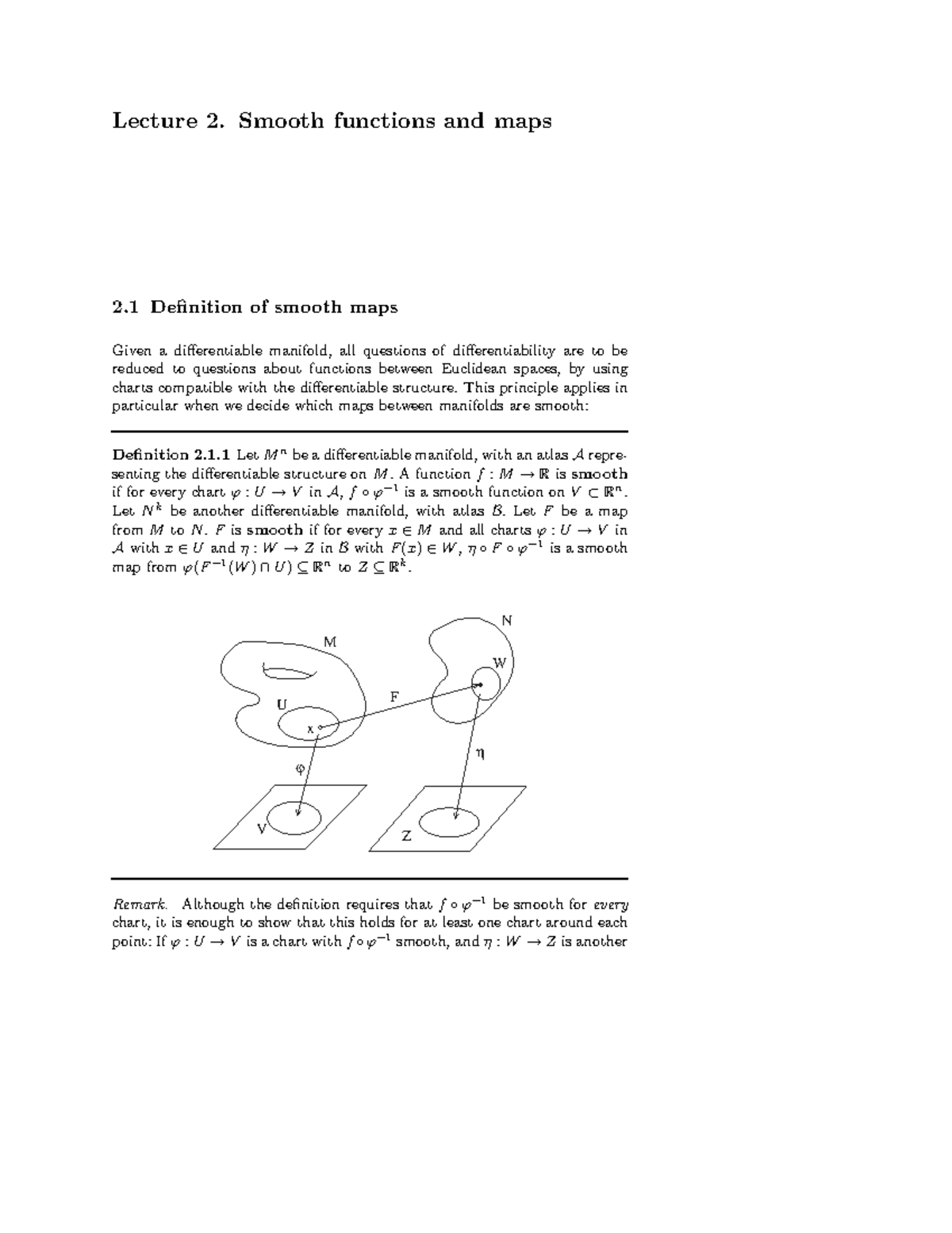 Dg Lecture 2 Smooth Functions And Maps Lecture 2 Smooth Functions And Maps 2 Deﬁnition Of