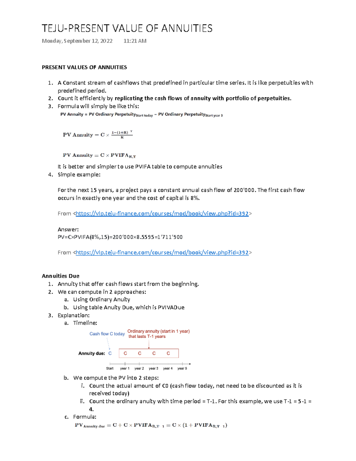 FIN402- Present Value OF Annuities - PRESENT VALUES OF ANNUITIES A ...