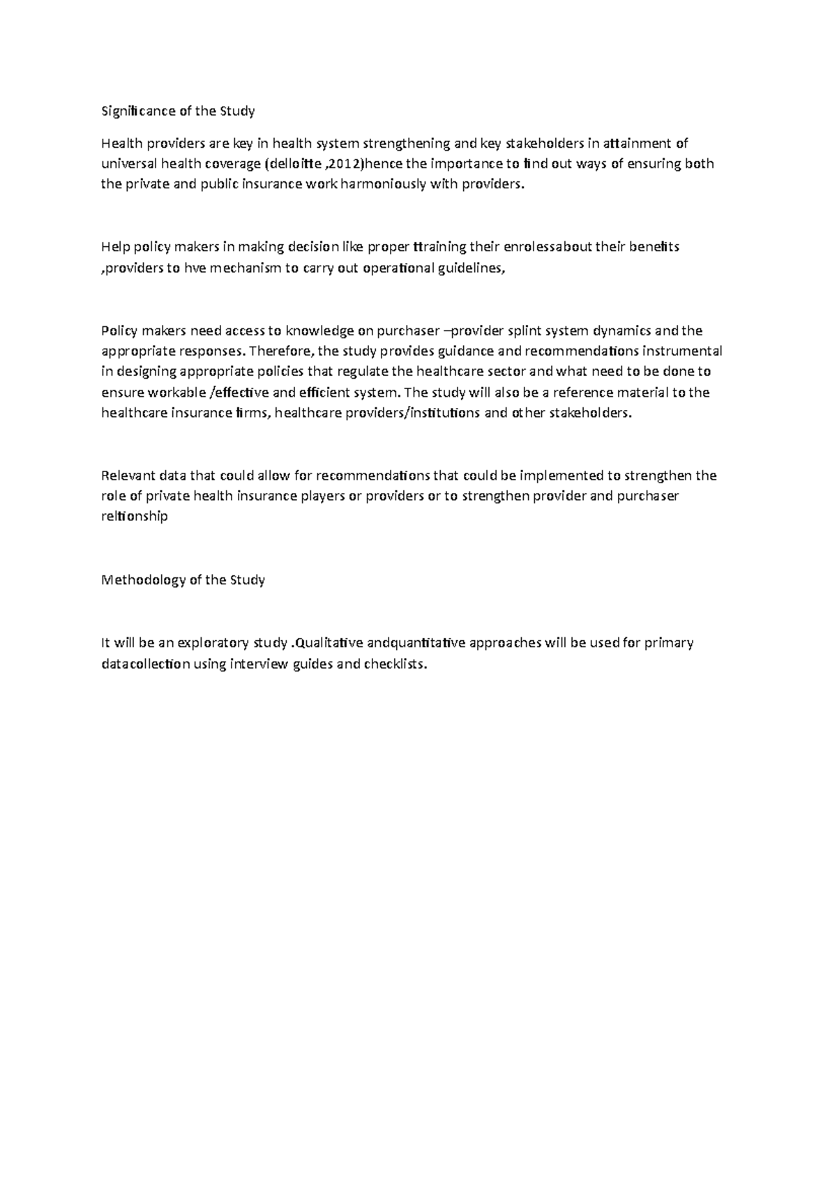 Significance of the Study - Significance of the Study Health providers ...