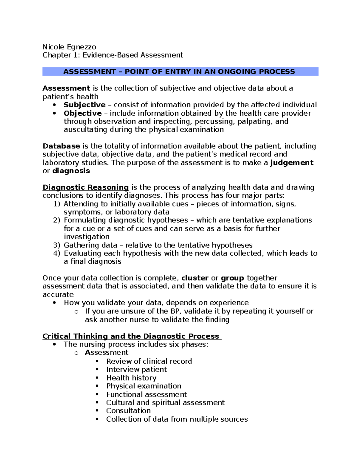 Chapter 1 Evidence-Based Assessment - Nicole Egnezzo Chapter 1 ...