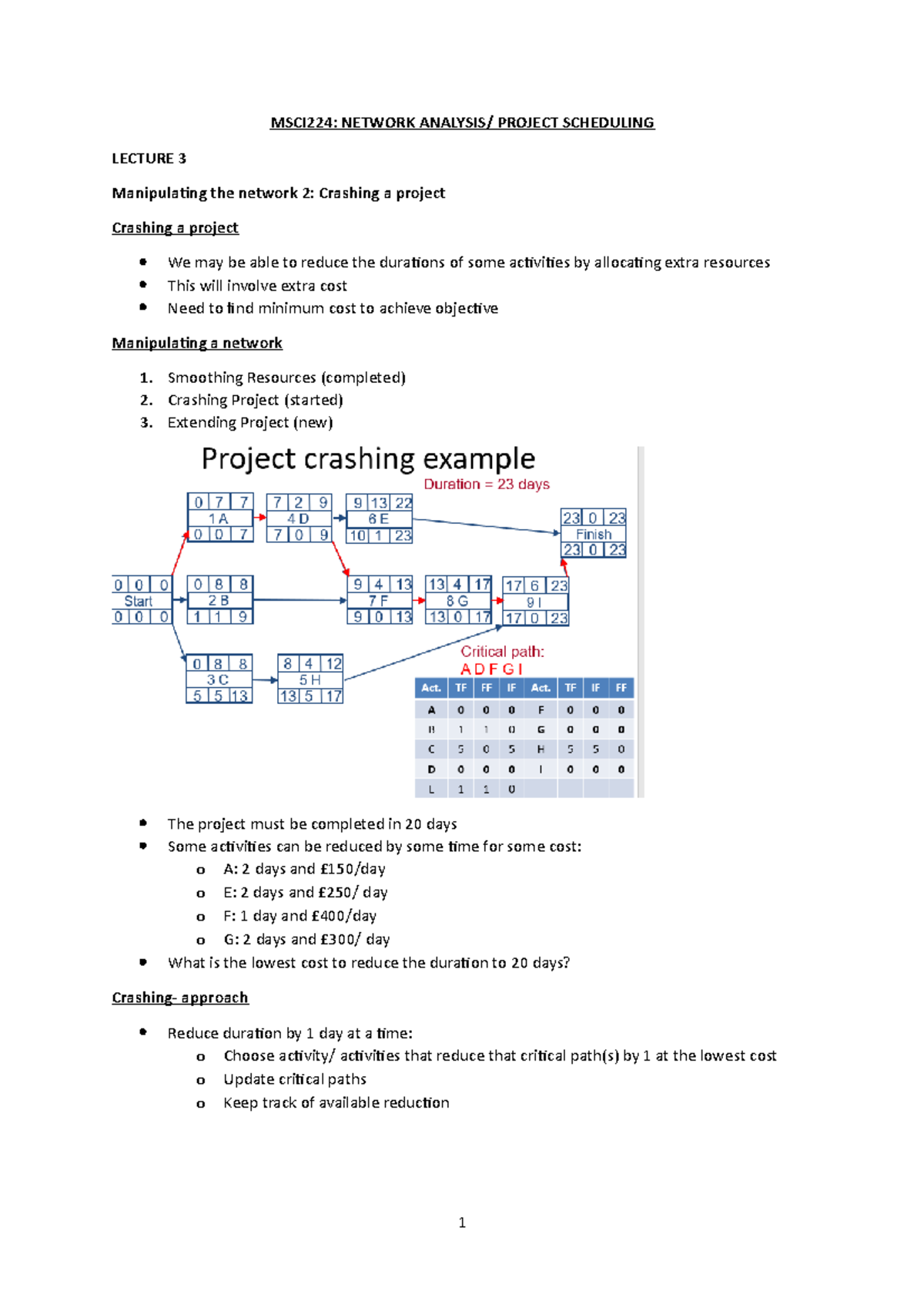 MSCI224 Network Analysis Project Scheduling Lecture 3 - MSCI224 ...