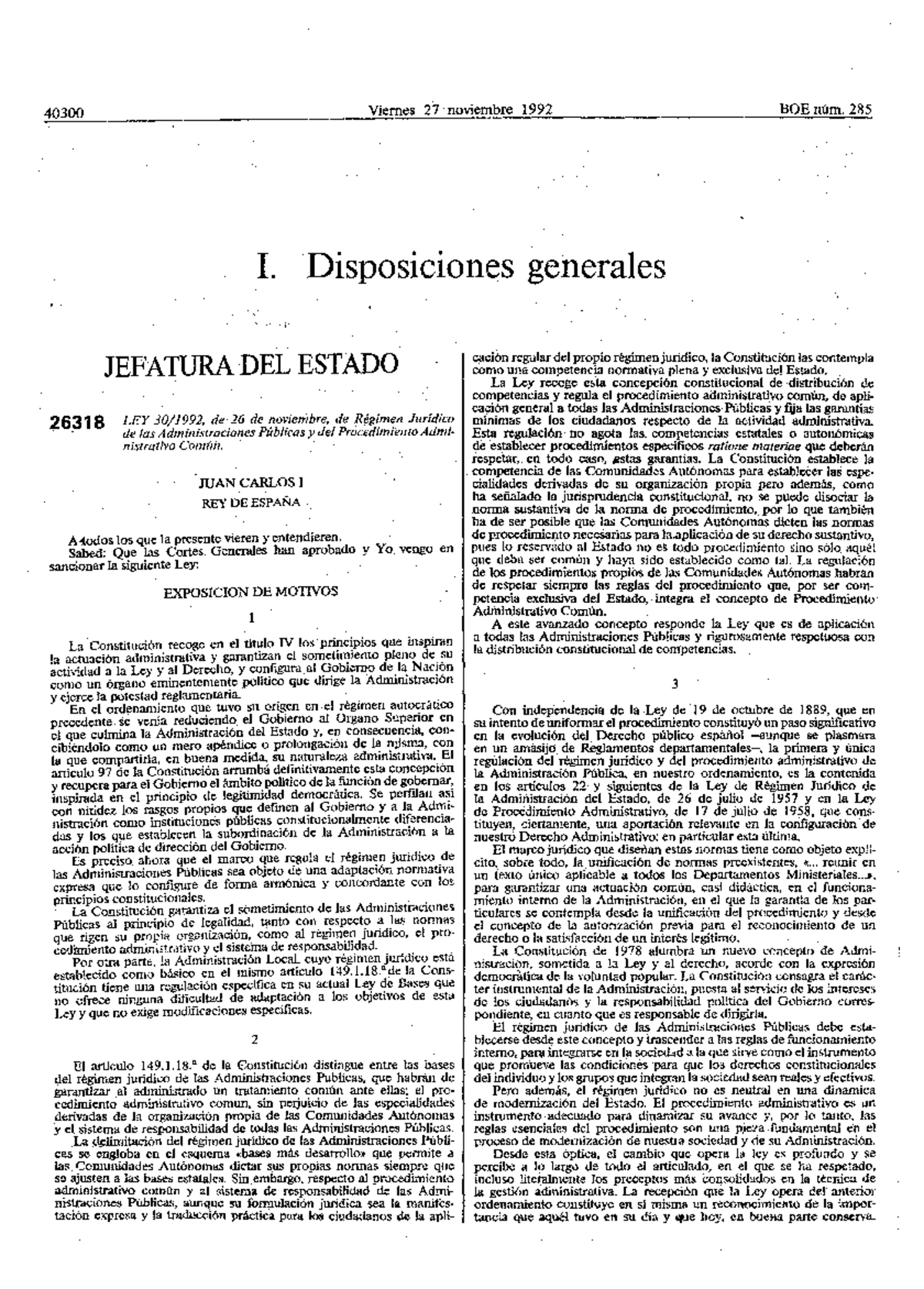 Ley 30-1992 - Ley 30-1992 - 40300 Viernes 27 noviembre 1992 BOEnúm. l ...