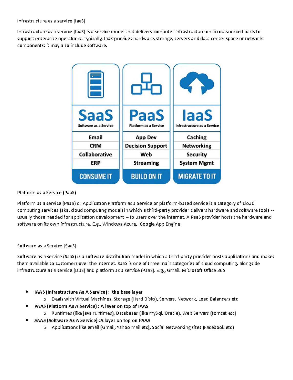 Iaa S Paa S Saa S - Study Notes - Infrastructure as a service (IaaS ...
