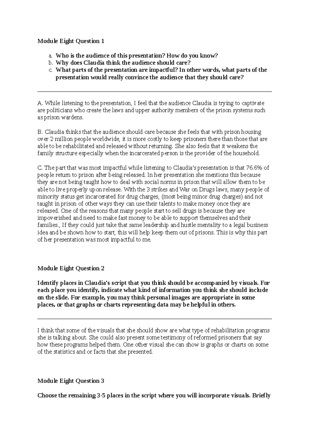 Short Answer Module 8 SCS 200 - Module Eight Question 1 a. Who is the ...