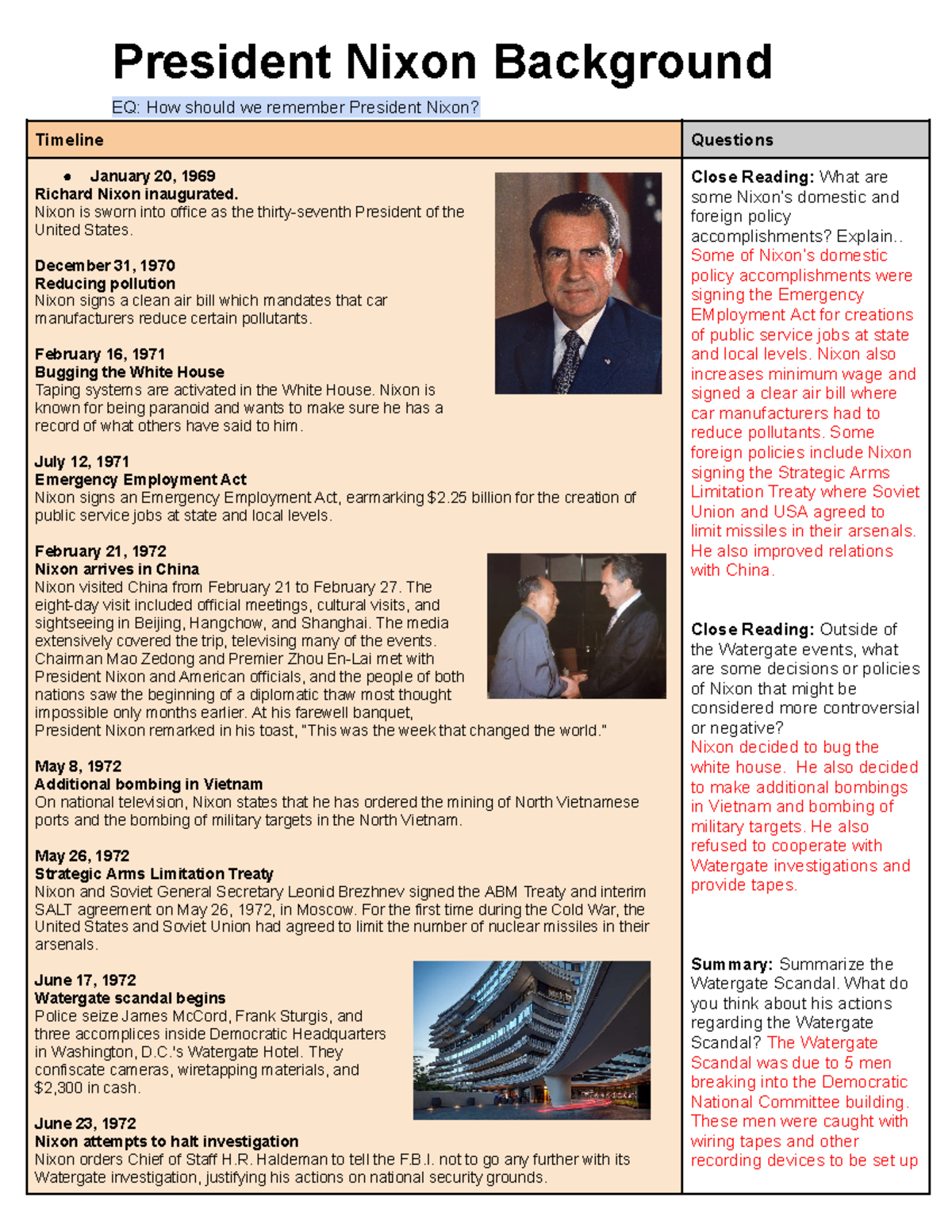 Joseph Juarez-Trigo - President Nixon Background Homework - President ...