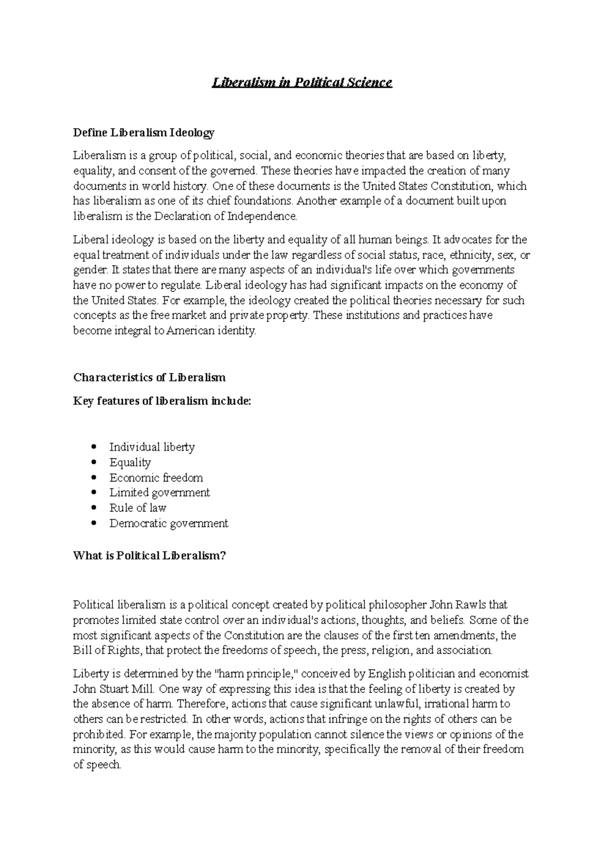 Political Science theories - Liberalism in Political Science Define ...