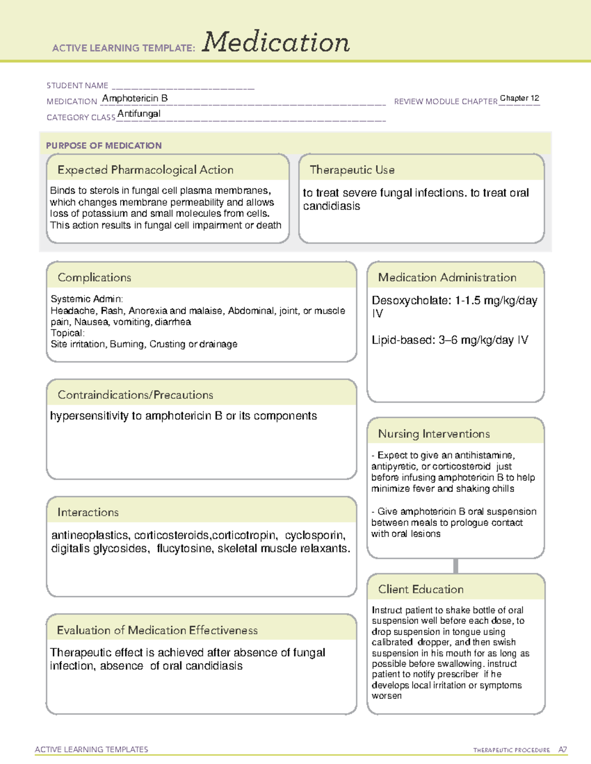 Antifungal - amphotericin B - Olandis - ACTIVE LEARNING TEMPLATES ...