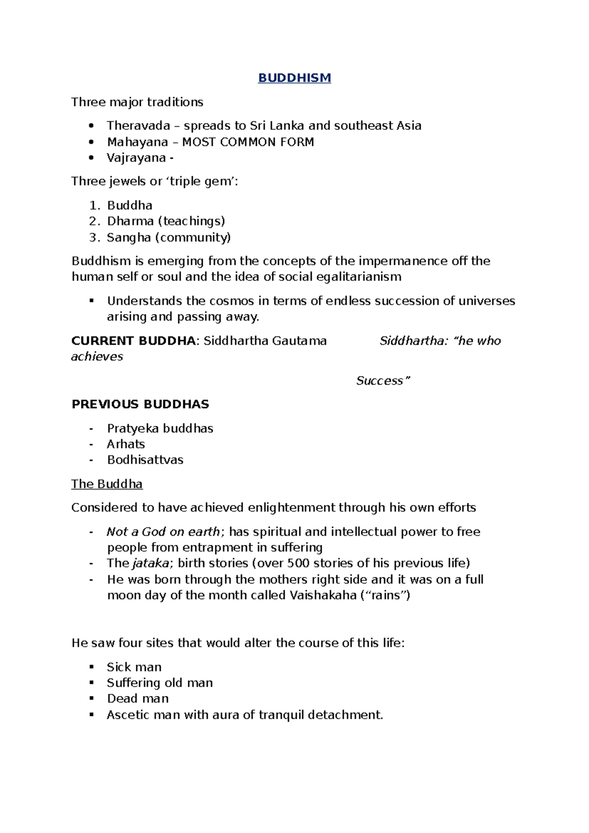 Buddhism - BUDDHISM Three major traditions Theravada – spreads to Sri ...