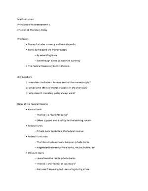 Chapter 17 Money and The Federal Reserve - Marissa Lymon Principles of ...
