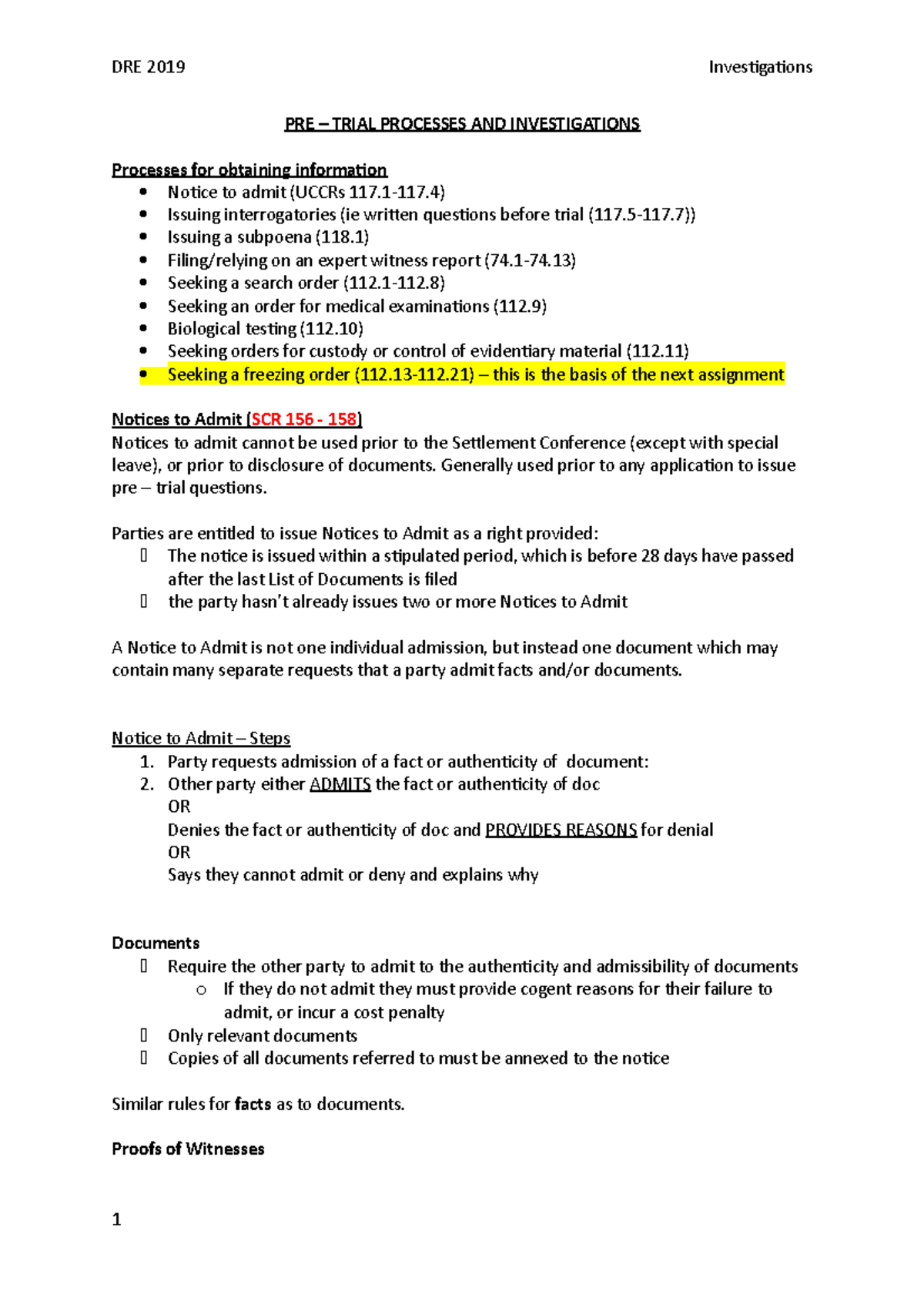 PRE Trial Processes AND Investigations - PRE – TRIAL PROCESSES AND ...