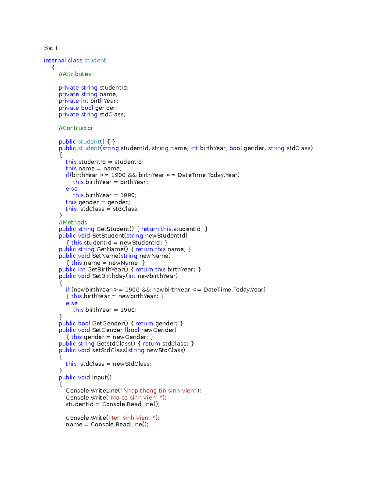 Kỹ thuật lập trình thực hành buổi 6 - Bai 1: internal class student ...