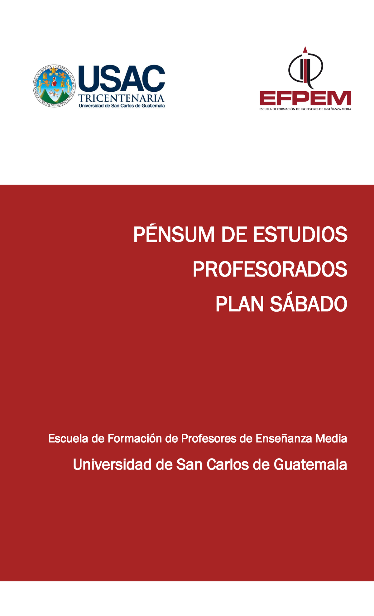 Efpem Pénsum DE Estudios - Profesorados PLAN Sábado - El presente ...