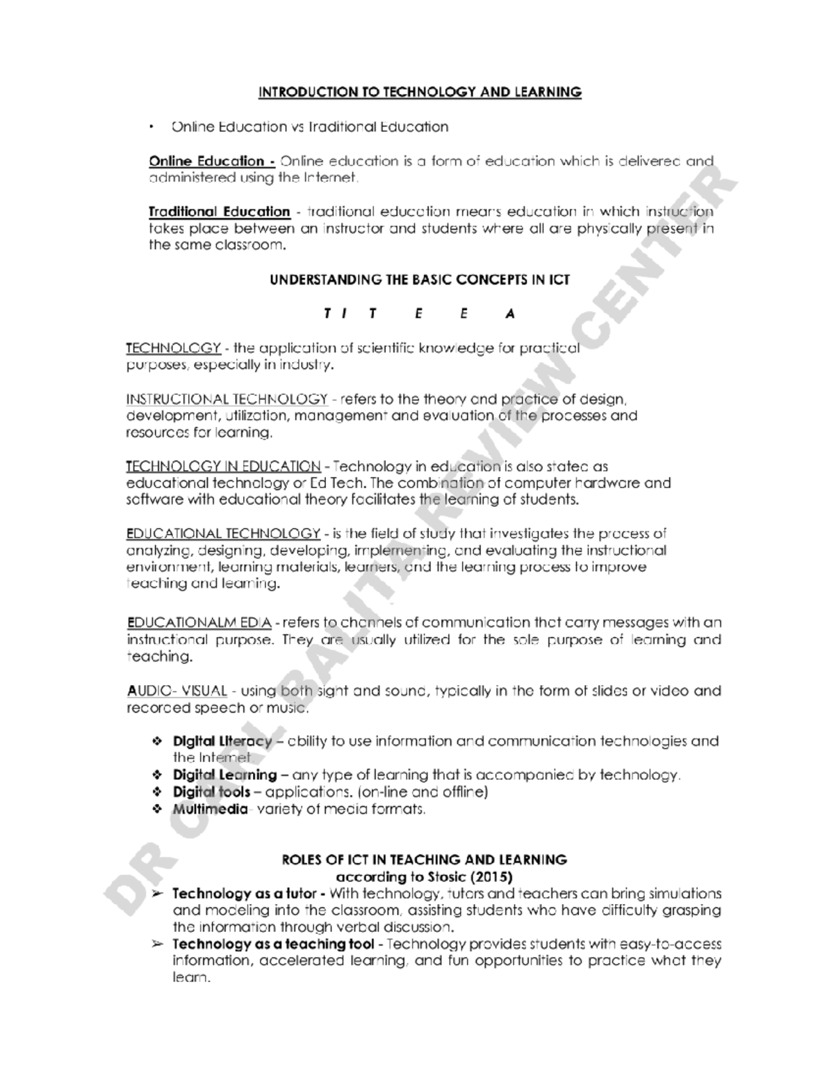 Technology for Teaching and Learning - Studocu