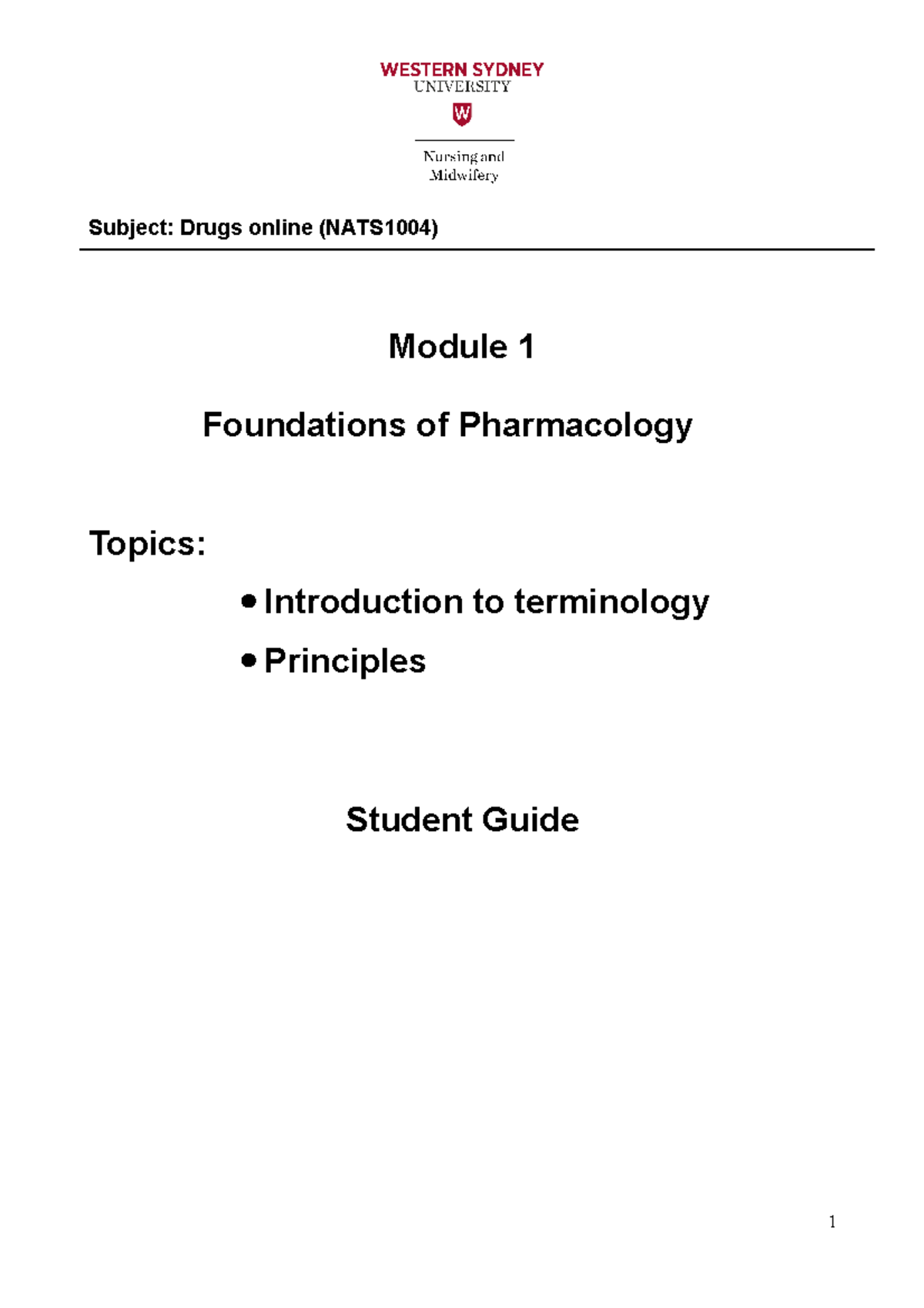 NATS 1004 Tutorial guide Terminology and principles module 1 - Module 1 ...