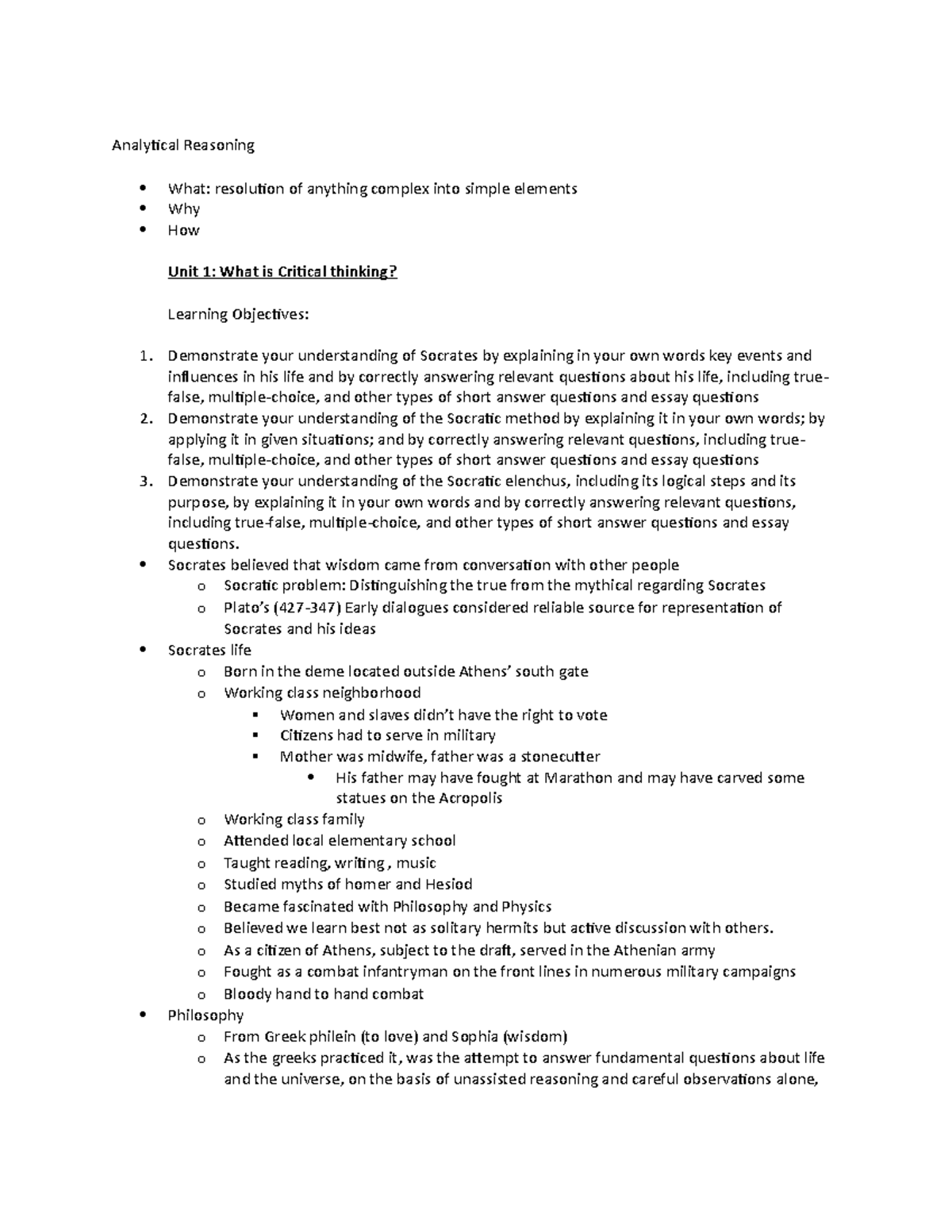 Phil 125 - Lecture notes all - Analytical Reasoning What: resolution of ...
