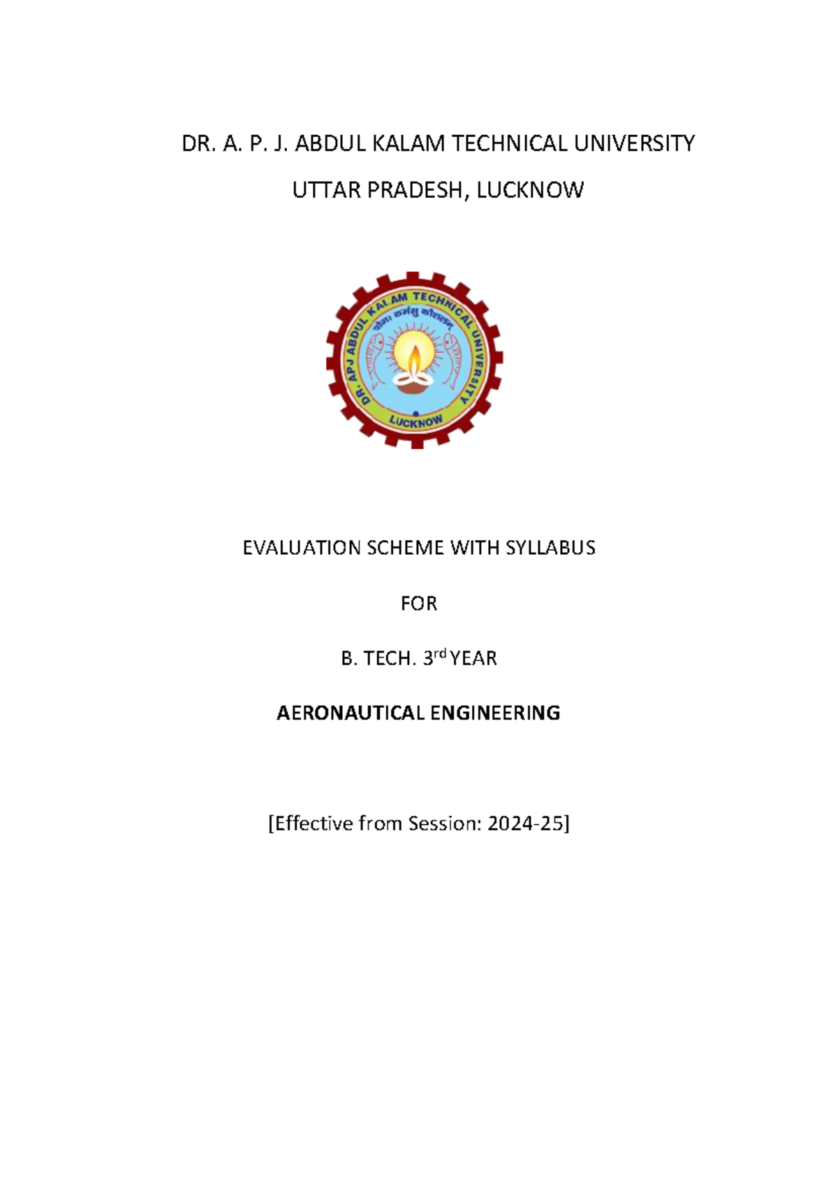 B. Tech 3rd Year AE Syllabus final - DR. A. P. J. ABDUL KALAM TECHNICAL ...