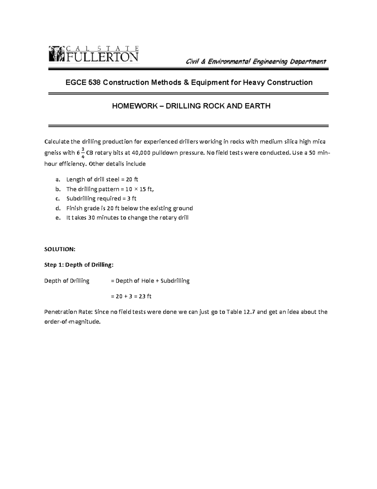 6 Drilling and Blasting Solution - Calculate the drilling production ...