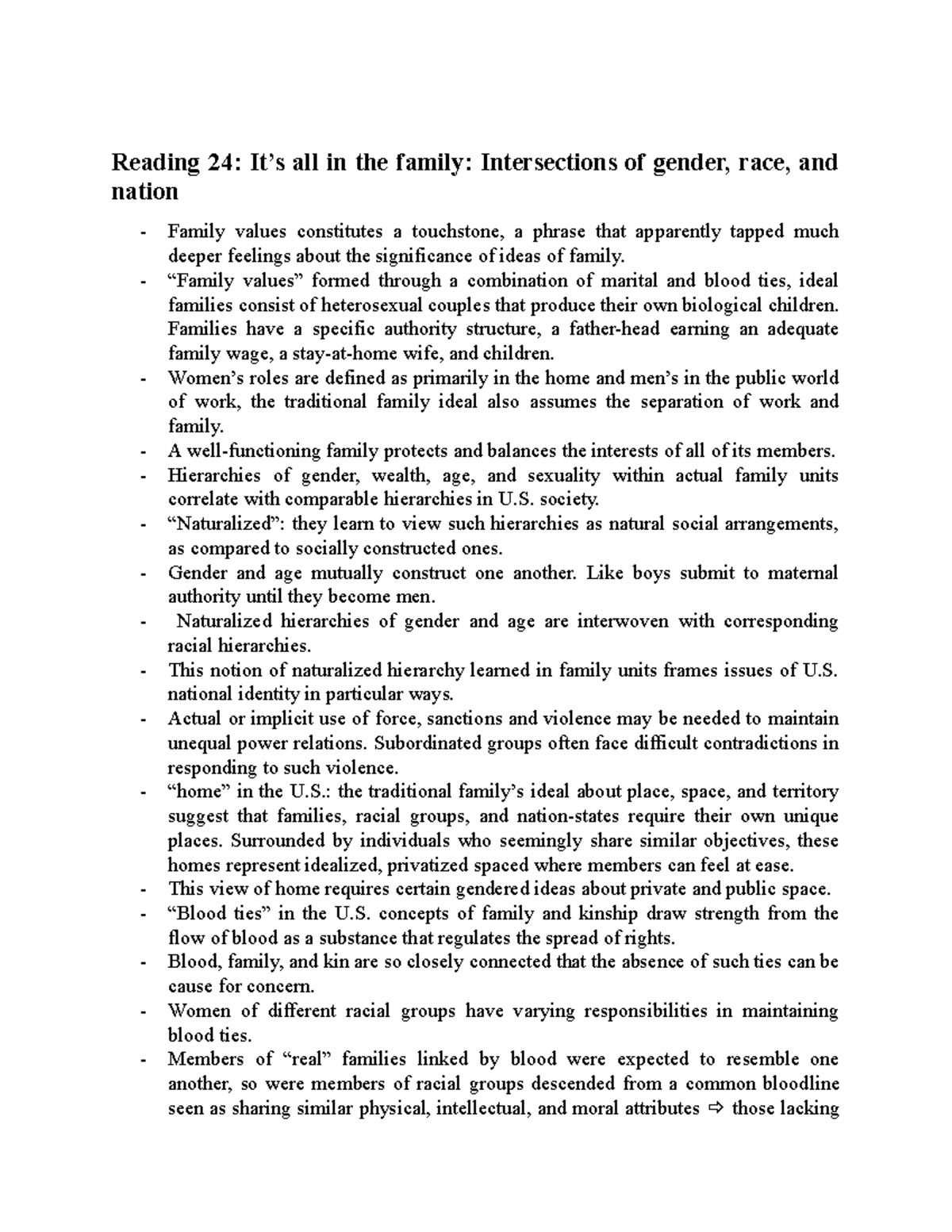 Reading 24, 25, 26, 27 - It's a summary of 4 chapters in "The meaning ...