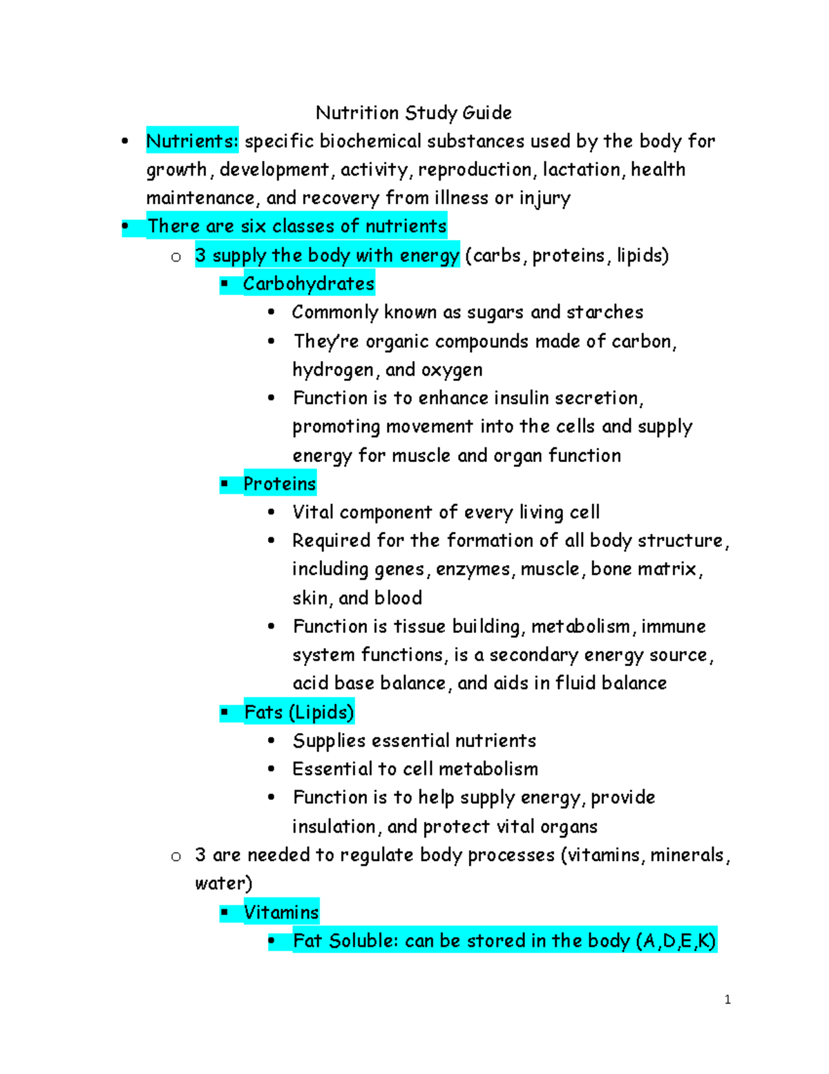 Nutrition Study Guide - 958) 1. Albumin- 3-4 g/dl (looks at chronic or ...
