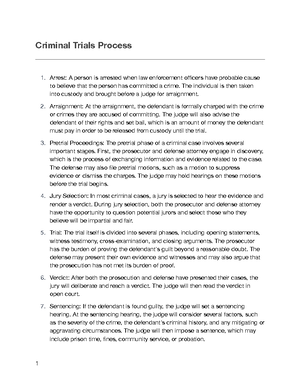 The Trial Process Summary - The Trial Process The trial process is a ...