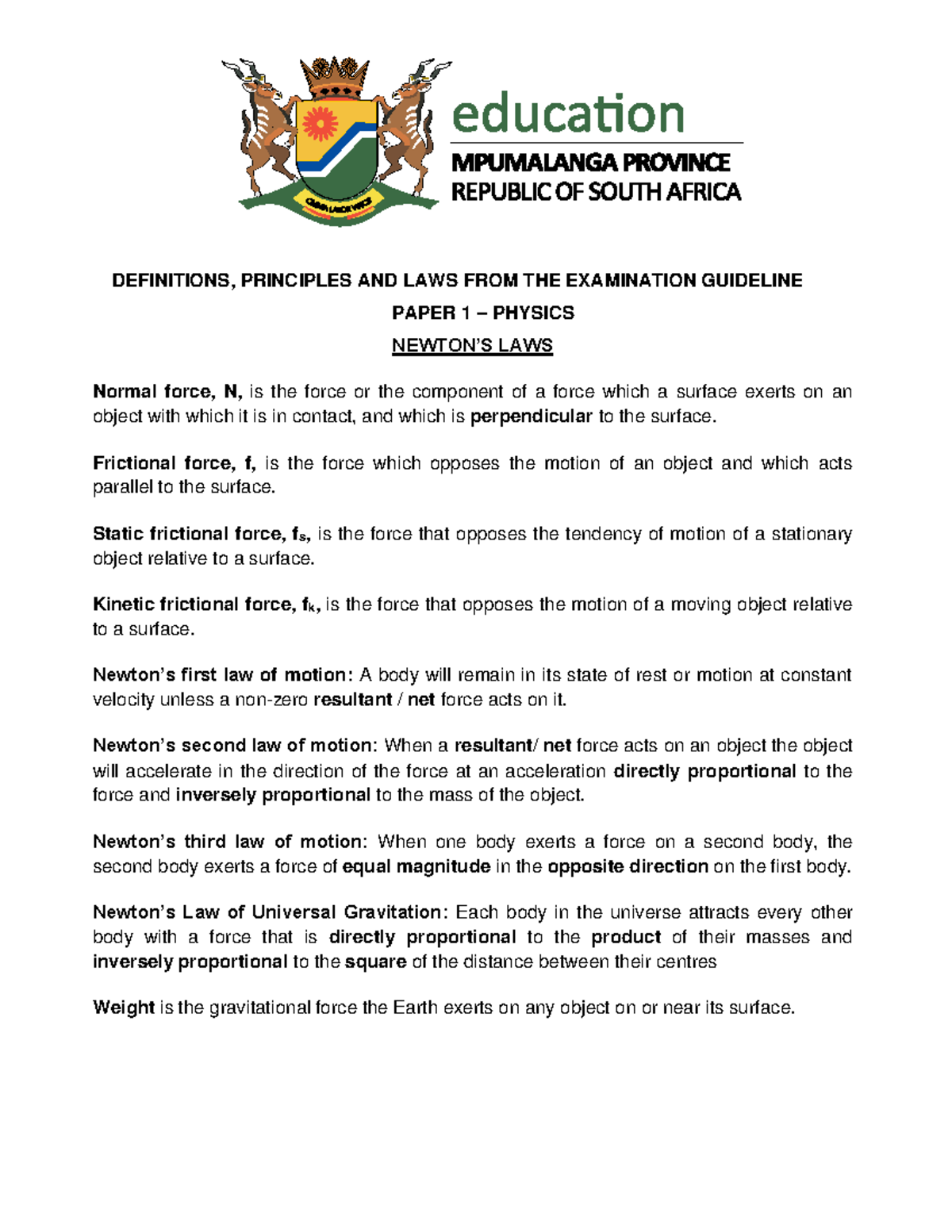 Definitions from exam guidelines (edited) - DEFINITIONS, PRINCIPLES AND ...