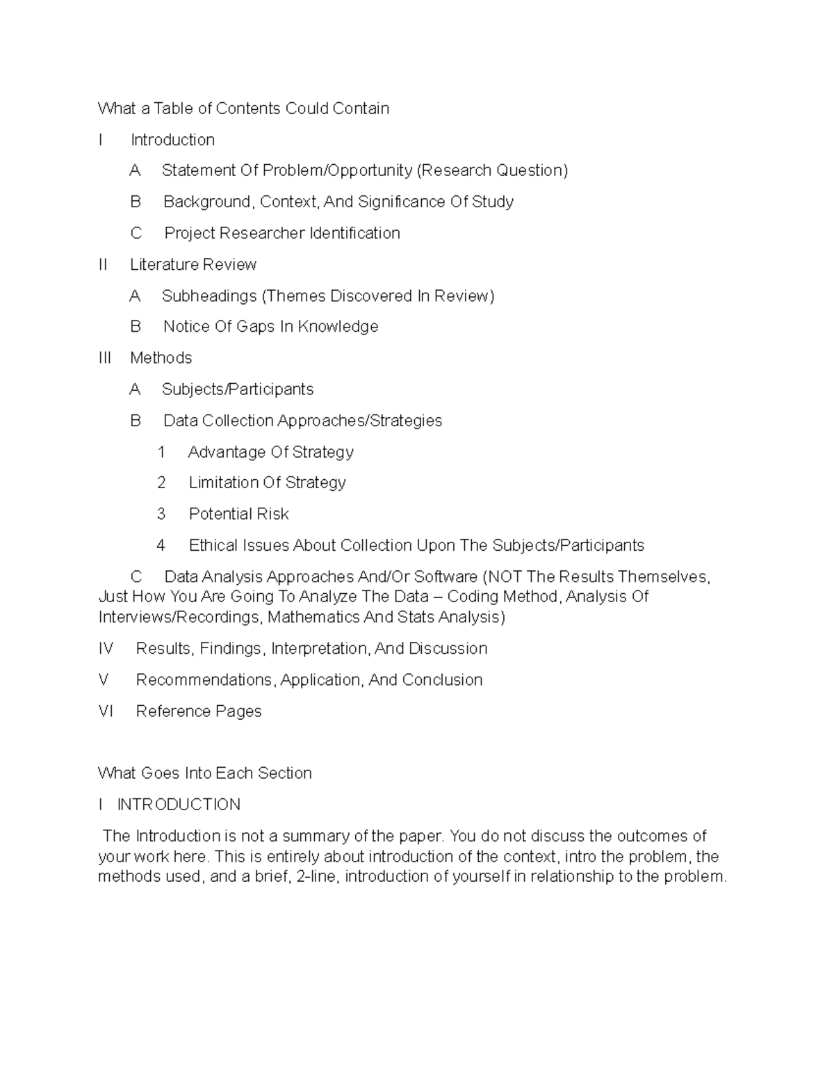 Capstone - Things - What a Table of Contents Could Contain I ...