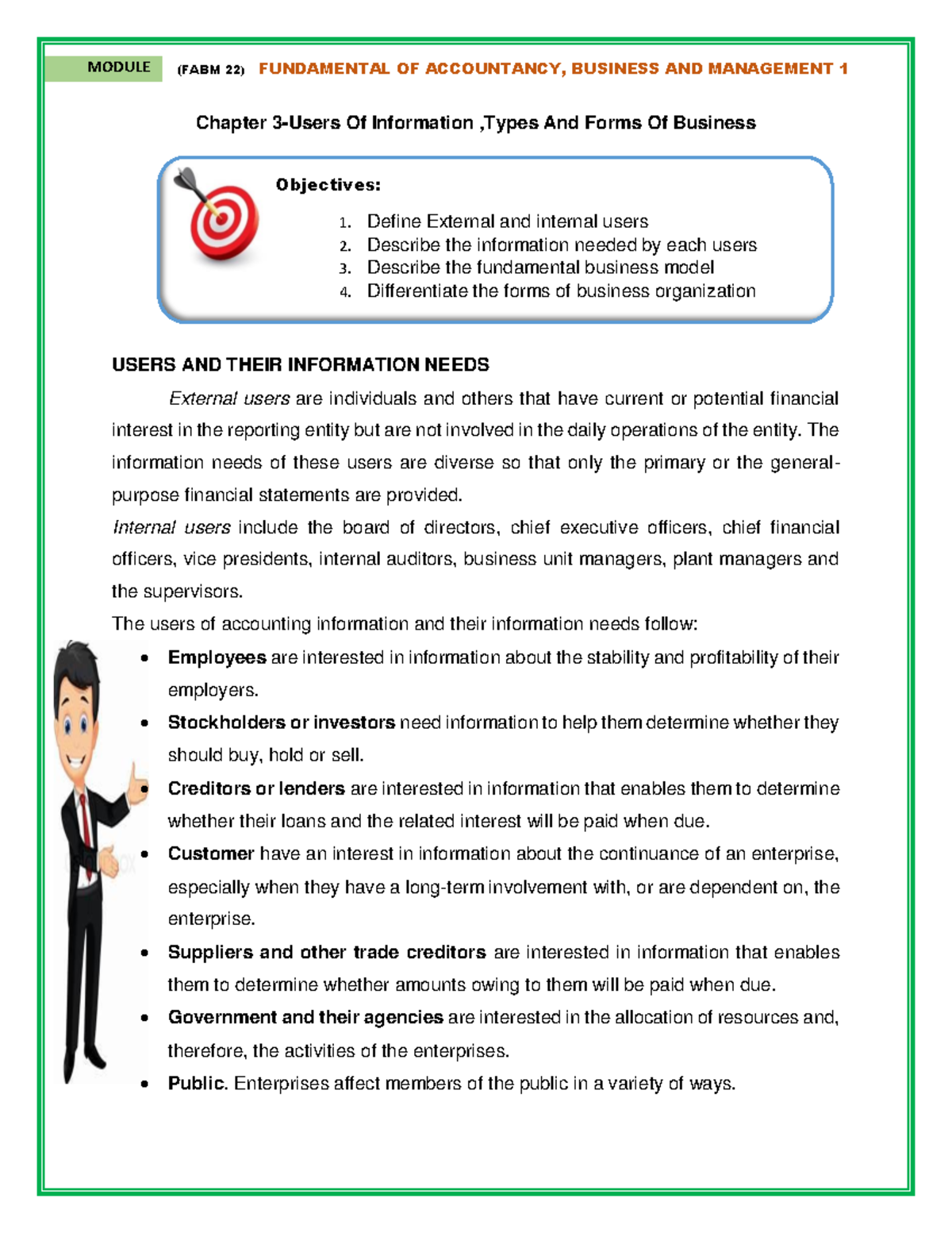 Chapter 3 Users OF Information , Types AND Forms OF Business - Chapter ...