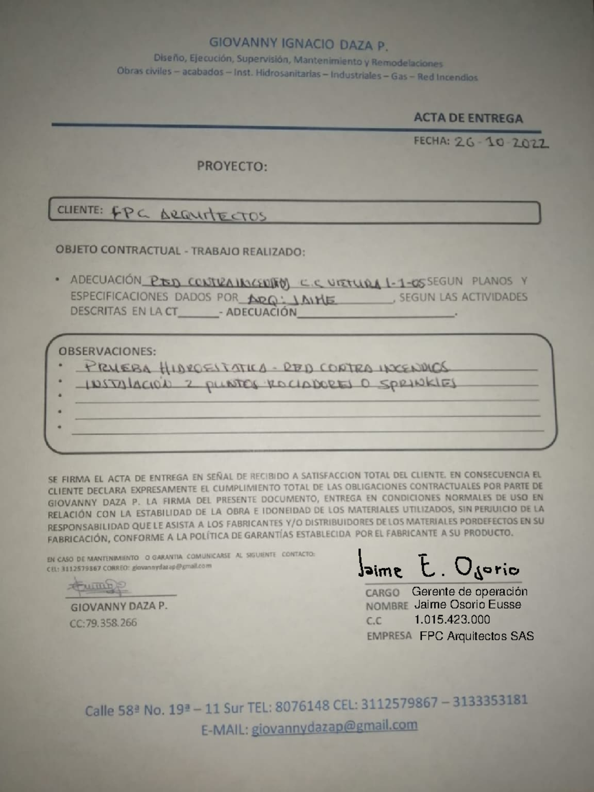 Adobe Scan 26 oct. 2022-1 - GIOVANNY IGNACIO DAZA P. Diseño, Ejecución ...