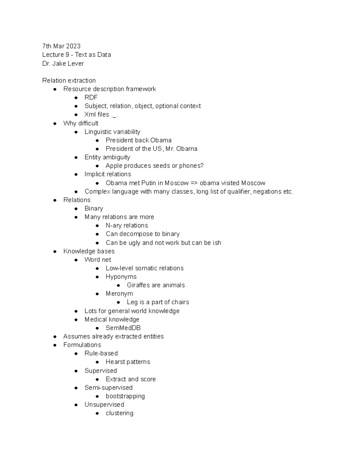 Text as Data Lecture 9 - 7th Mar 2023 - 7th Mar 2023 Lecture 9 - Text as Data Dr. Jake Lever ...
