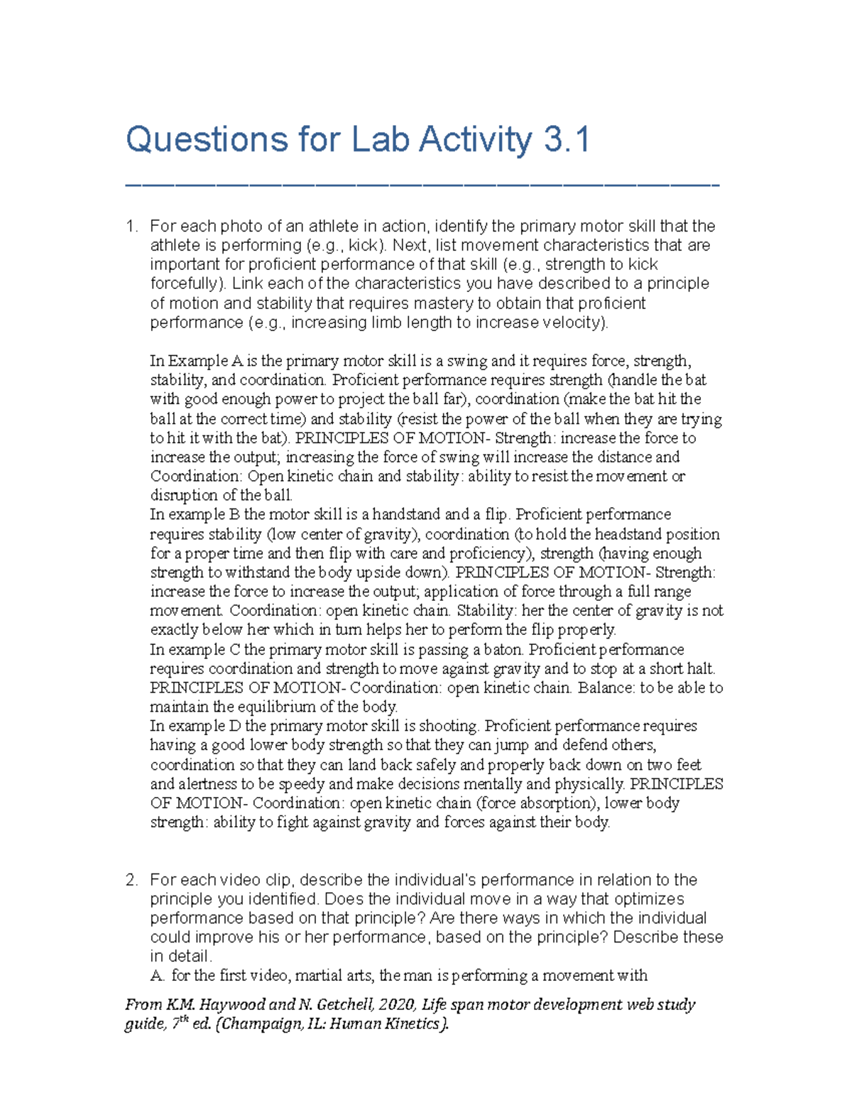 LAB3.1 - LAB ASSIGNMENT KIN 180 - Questions for Lab Activity 3. - Studocu