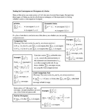 Calculus II Final Exam Cheat Sheet - Calculus II Cheat Sheet Common ...