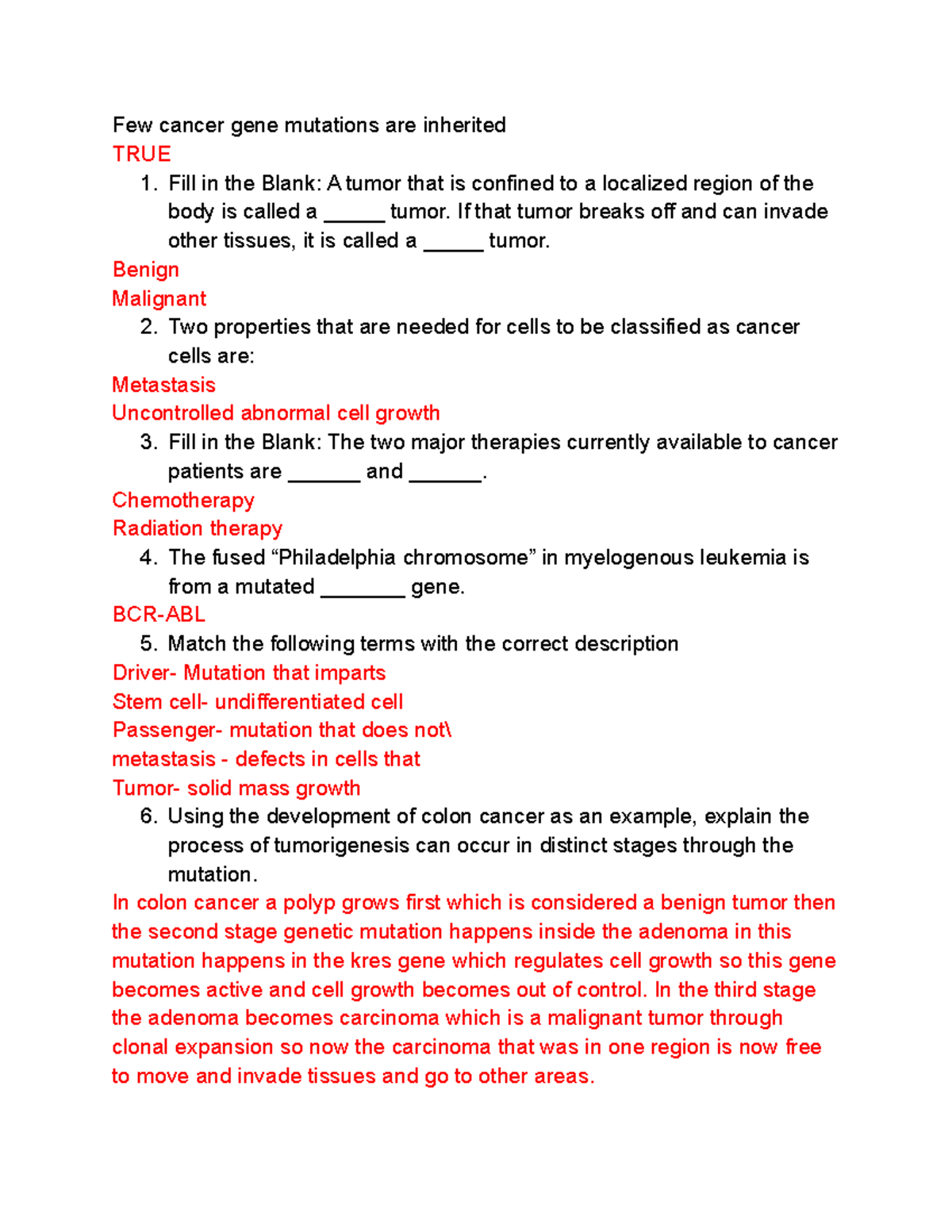 M7 - Genetics module 7 exam-portage learning - Few cancer gene ...