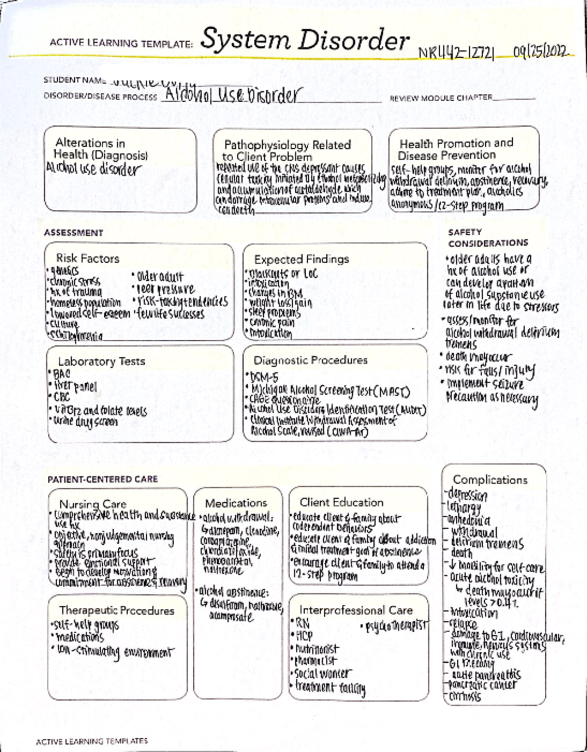 System Disorder Alcohol Use Disorder - NR-442 - Studocu