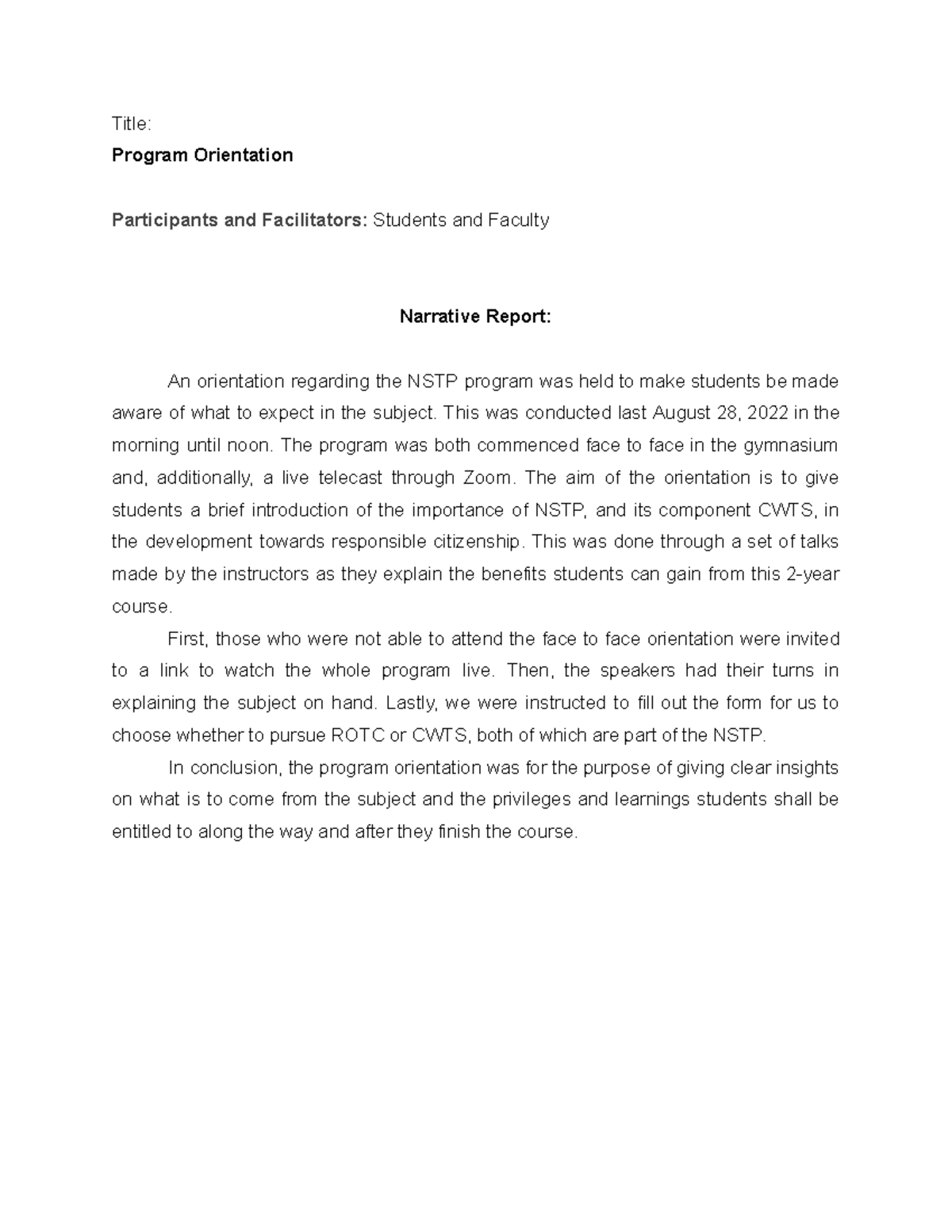 Document 1 CWTS - This is a lecture note, and a report. - Title ...