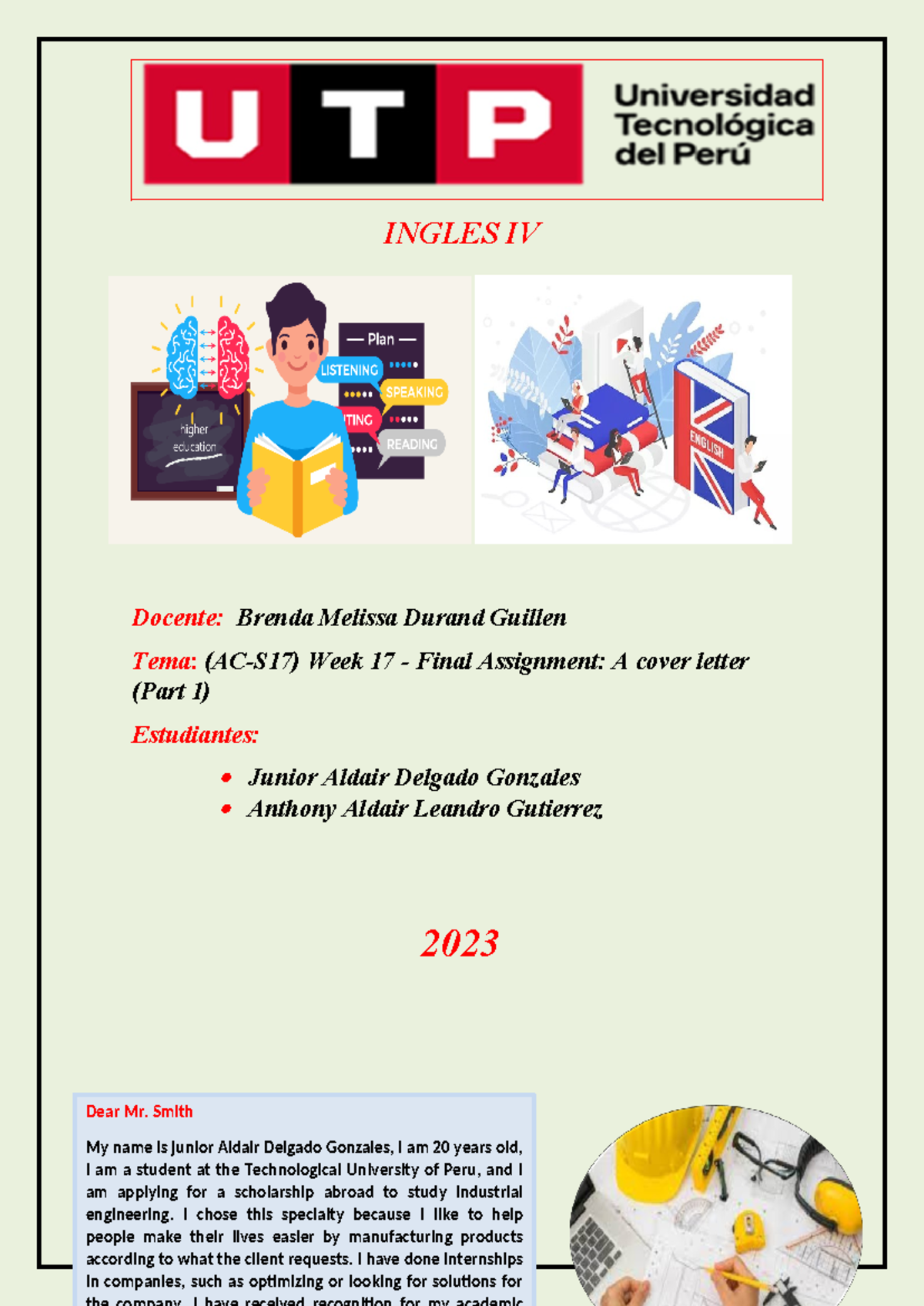 Ingles 4 semana 17 parte 1 - INGLES IV Docente: Brenda Melissa Durand Guillen Tema: (AC-S17 ...