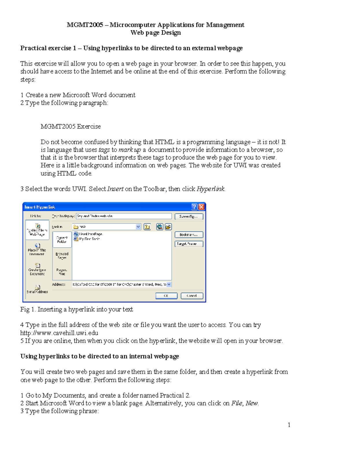 Web Page Design - Uploaded - MGMT2005 – Microcomputer Applications for ...