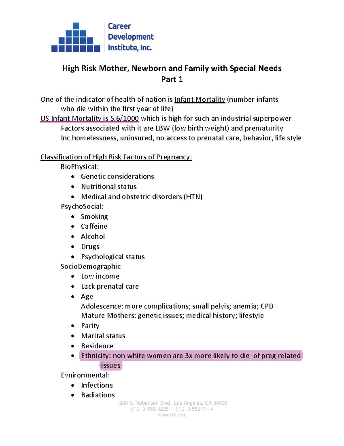 High Risk Mother, Newborn, and Family with Special Needs Part 1 - 1830 ...
