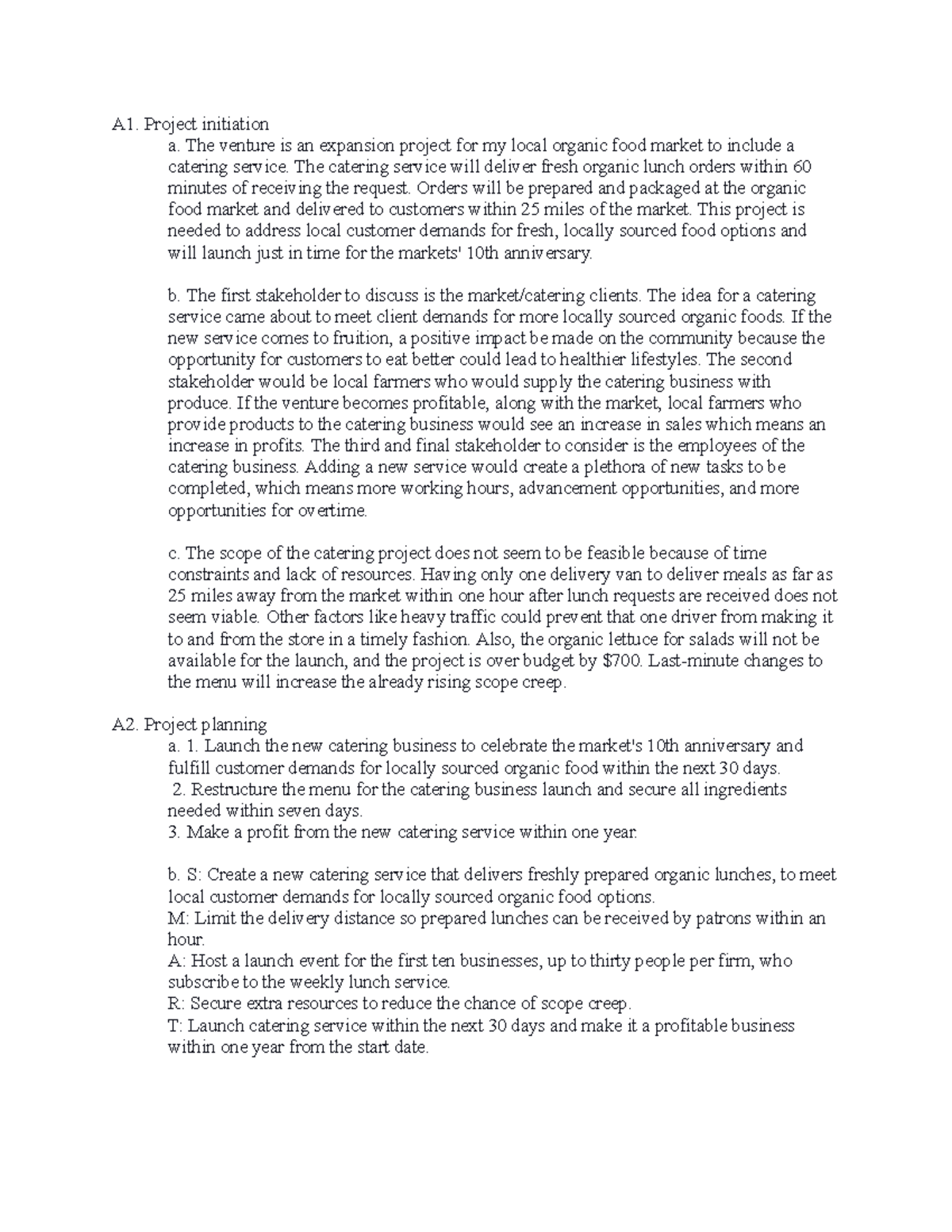 DO79 Task1 - Passed first time. - A1. Project initiation a. The venture ...