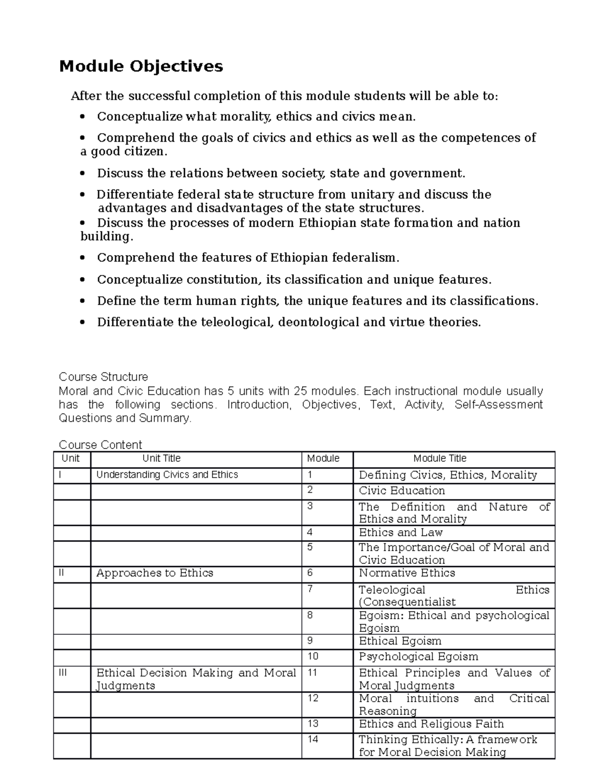 MCE- Prelim FIRST SEM - Module Objectives After the successful ...