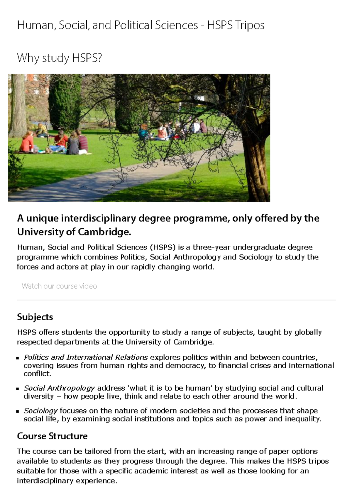 Why study HSPS Human, Social, and Political Sciences - HSPS Tripos ...