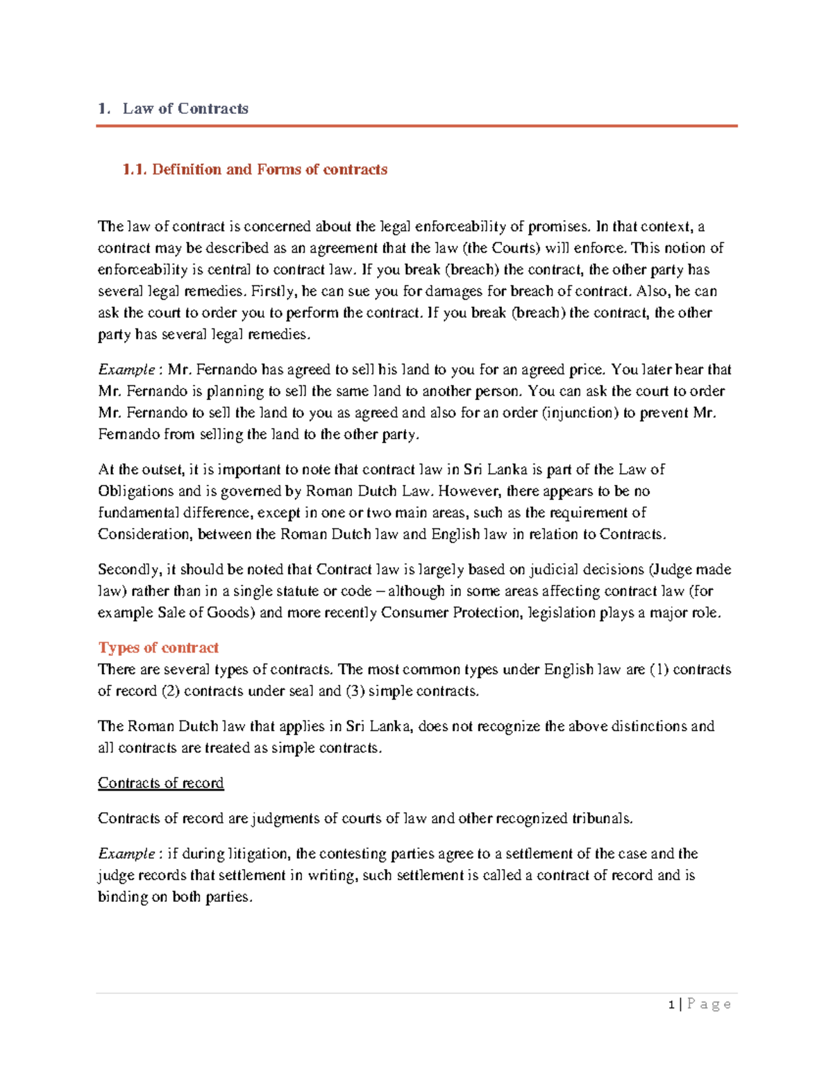 Contract law - pls see the document - Law of Contracts Definition and ...