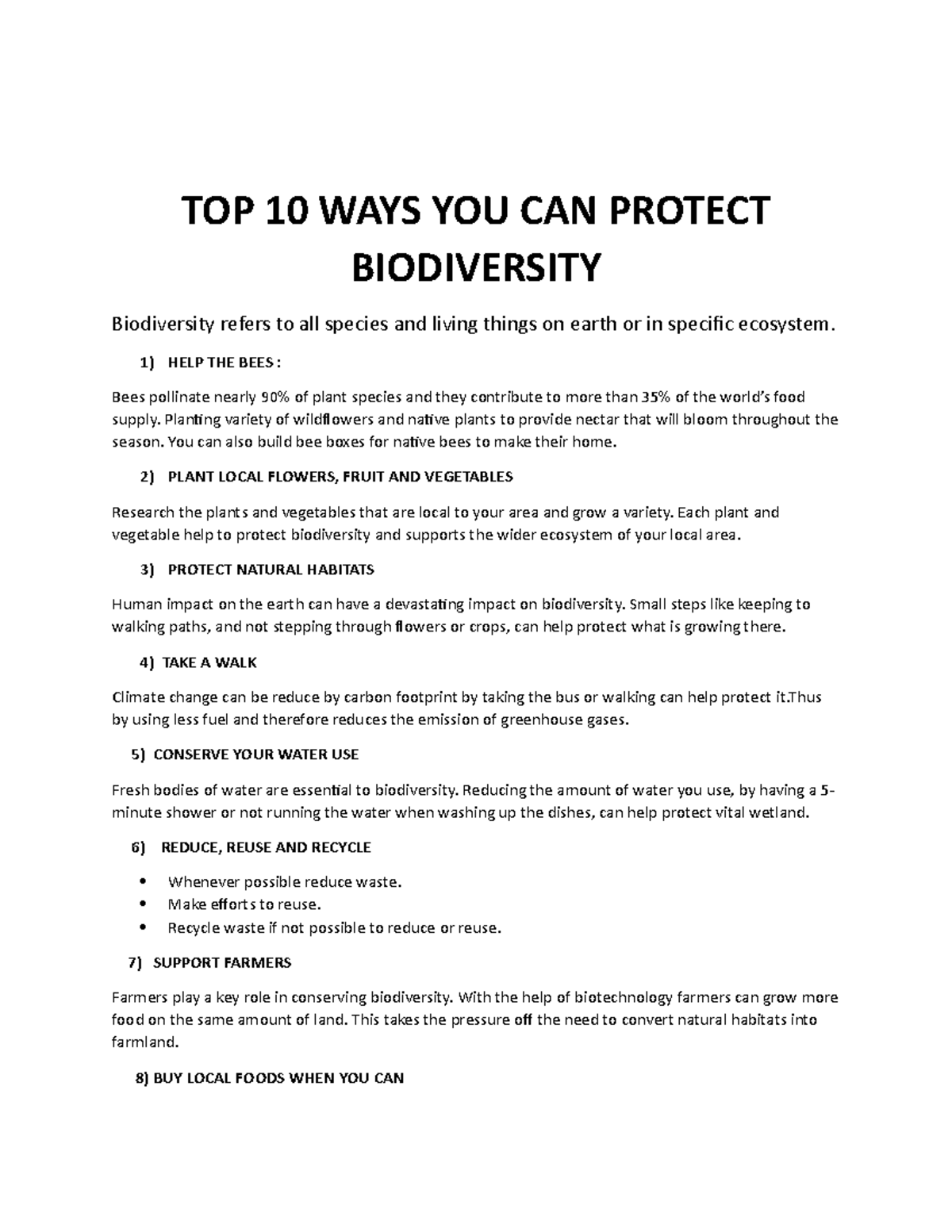 WAYS TO Protect Biodiversity - TOP 10 WAYS YOU CAN PROTECT BIODIVERSITY ...