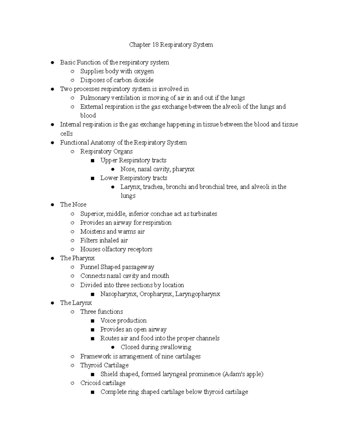 Chapter 18 Respiratory System - Chapter 18 Respiratory System Basic ...